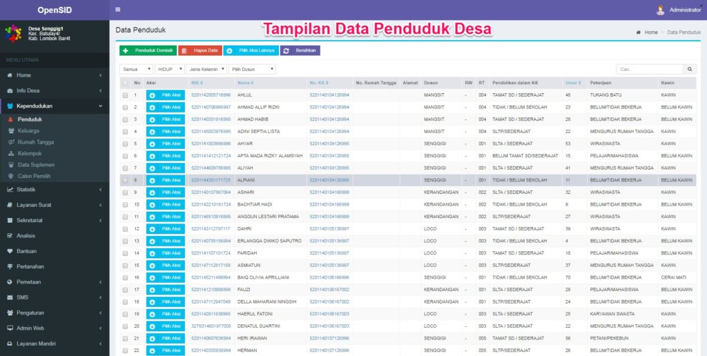 Tutorial OpenSID Menu Penduduk – Sistem Informasi Desa